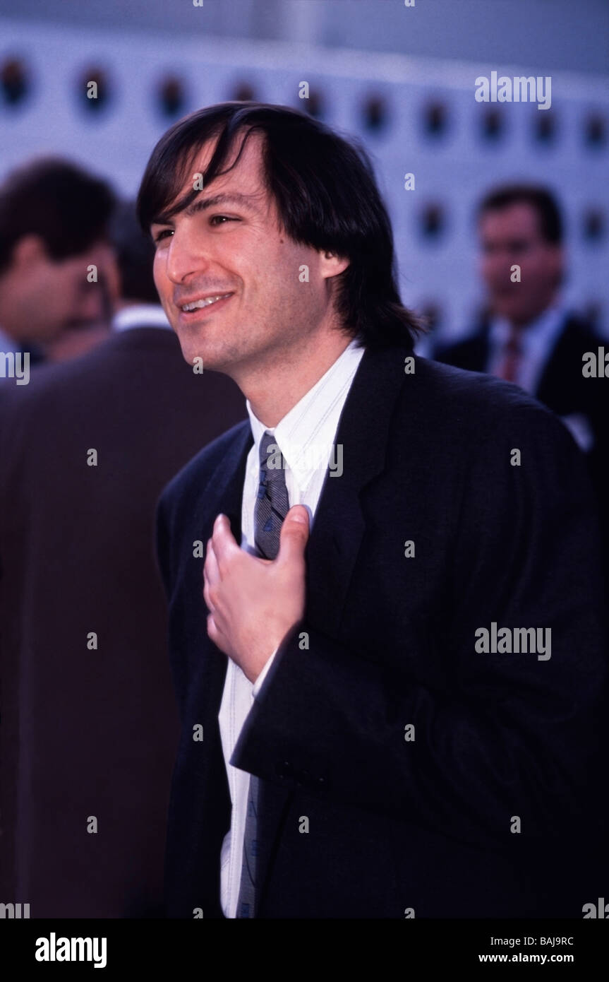 Steve Jobs (1955-2011) during the NeXT launch event at Davies Symphony ...