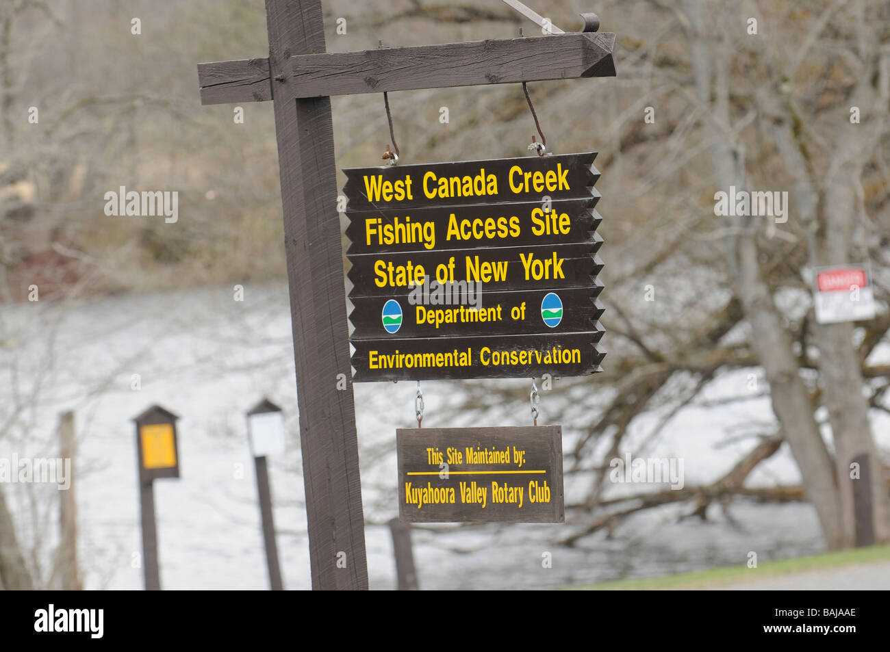 Sign at a West Canada river access site maintained by the conservation ...
