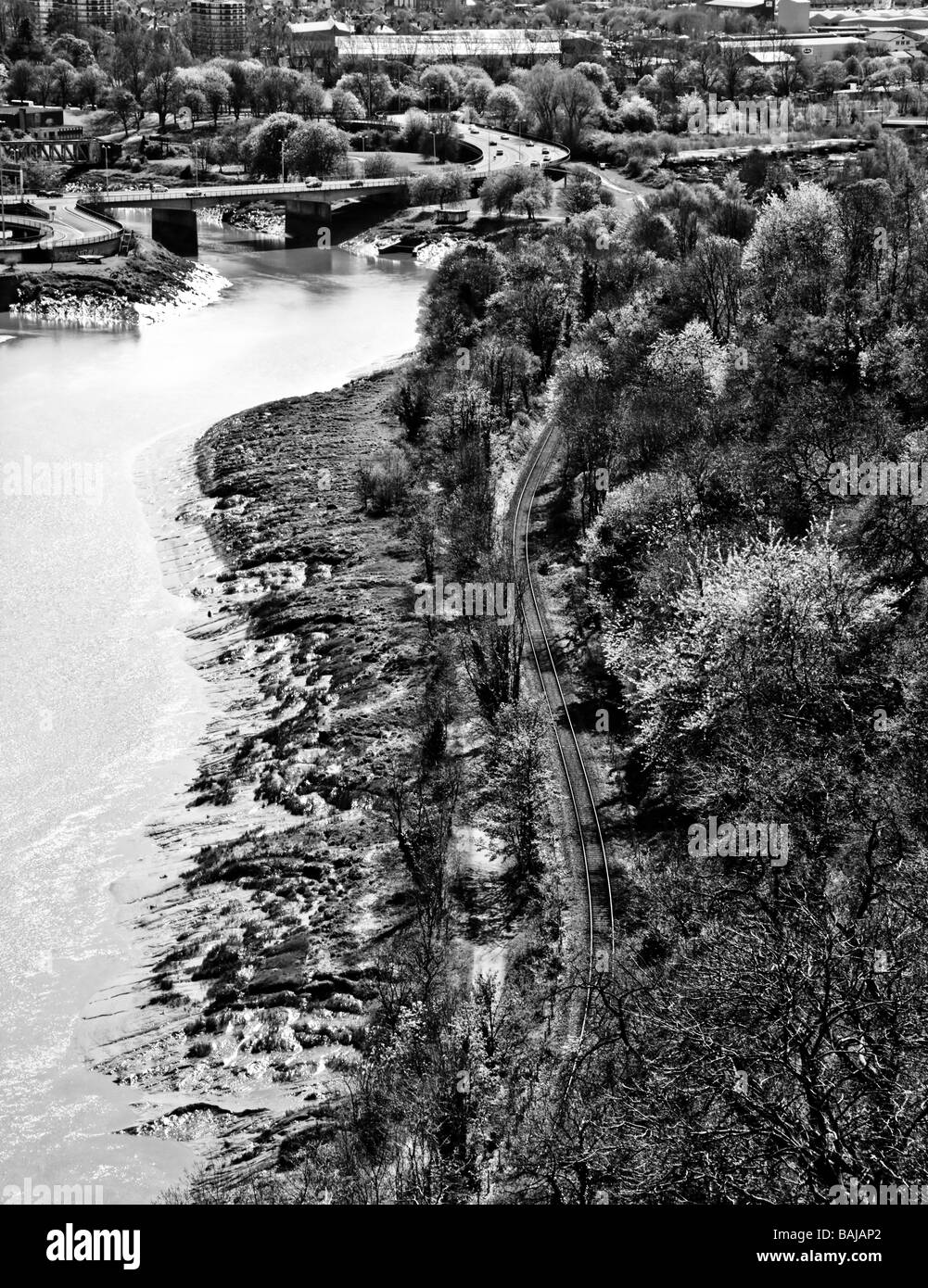 View from track railway Black and White Stock Photos & Images - Alamy