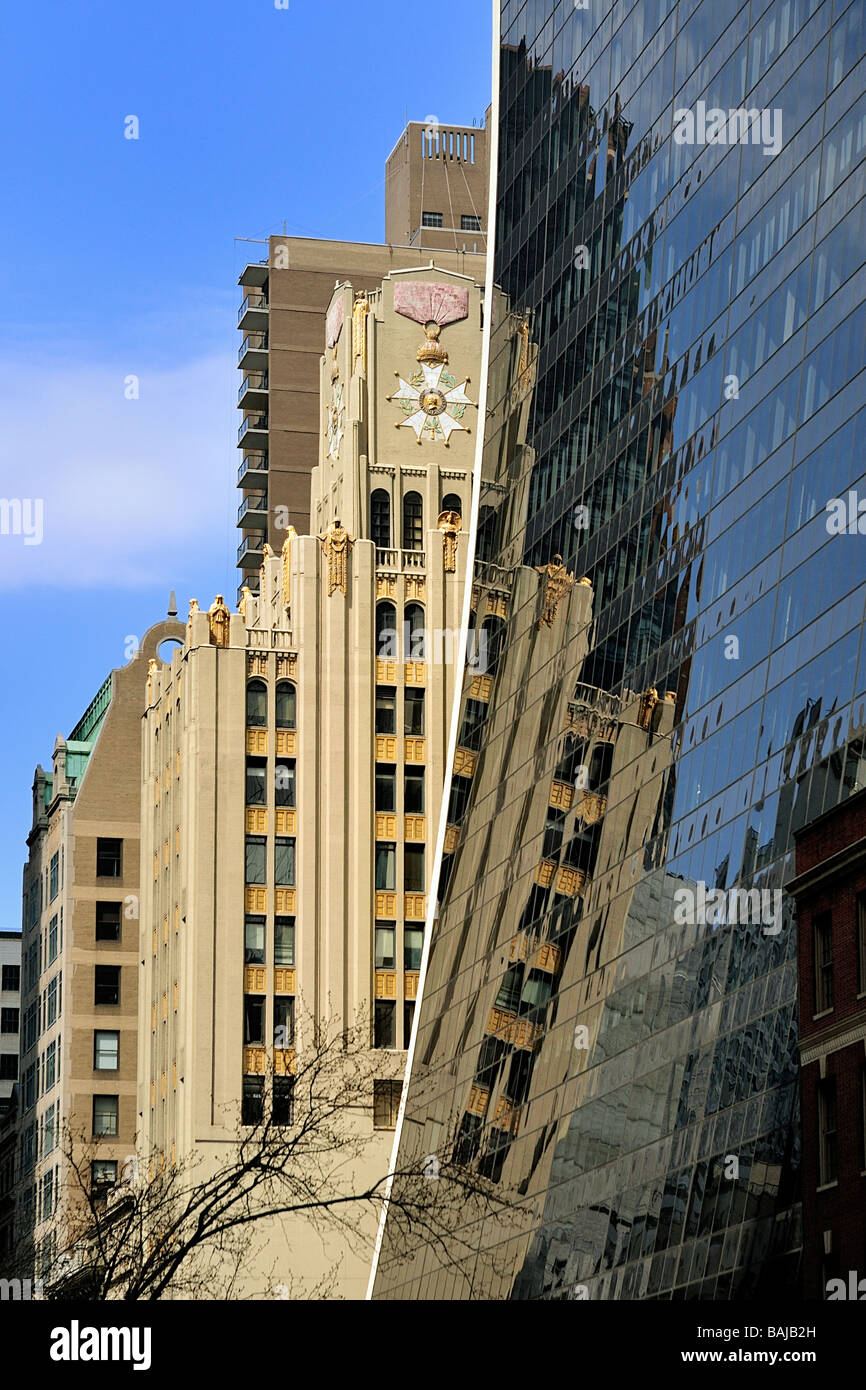 reflection buildings new york Stock Photo - Alamy