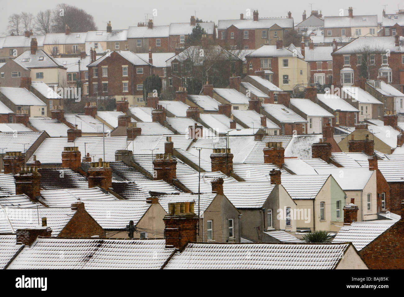 Elevated view of Swindon town centre in the snow Stock Photo - Alamy