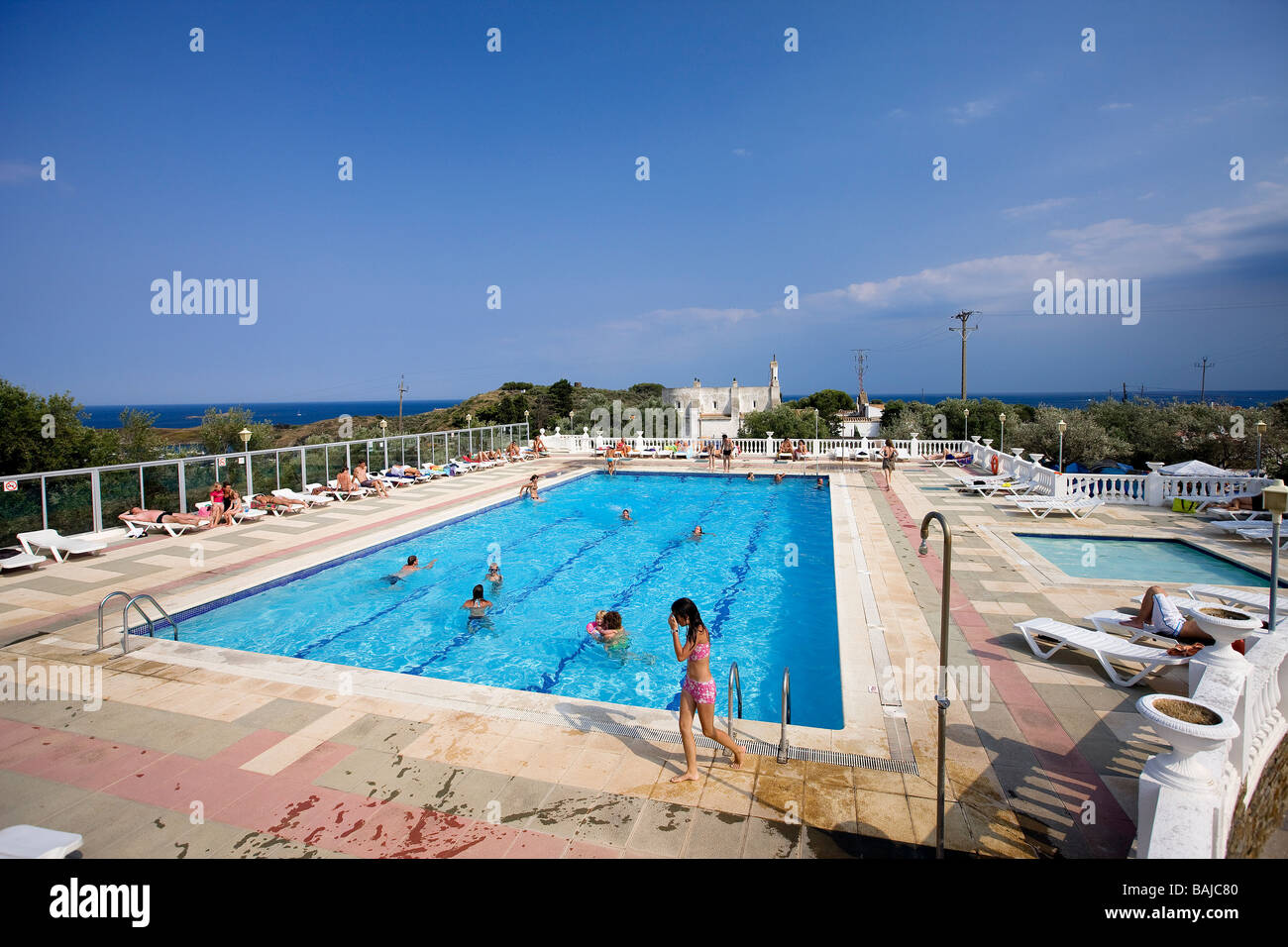 Spain, Catalonia, Costa Brava, Cadaques, swimming-pool Stock Photo - Alamy