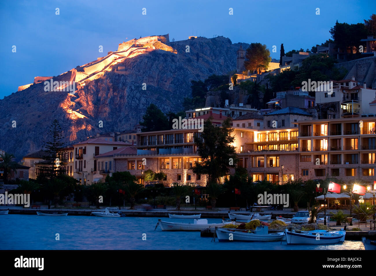Greece, Peloponnese region, Nafplion (Nafplio) and Fort Palamedes in ...