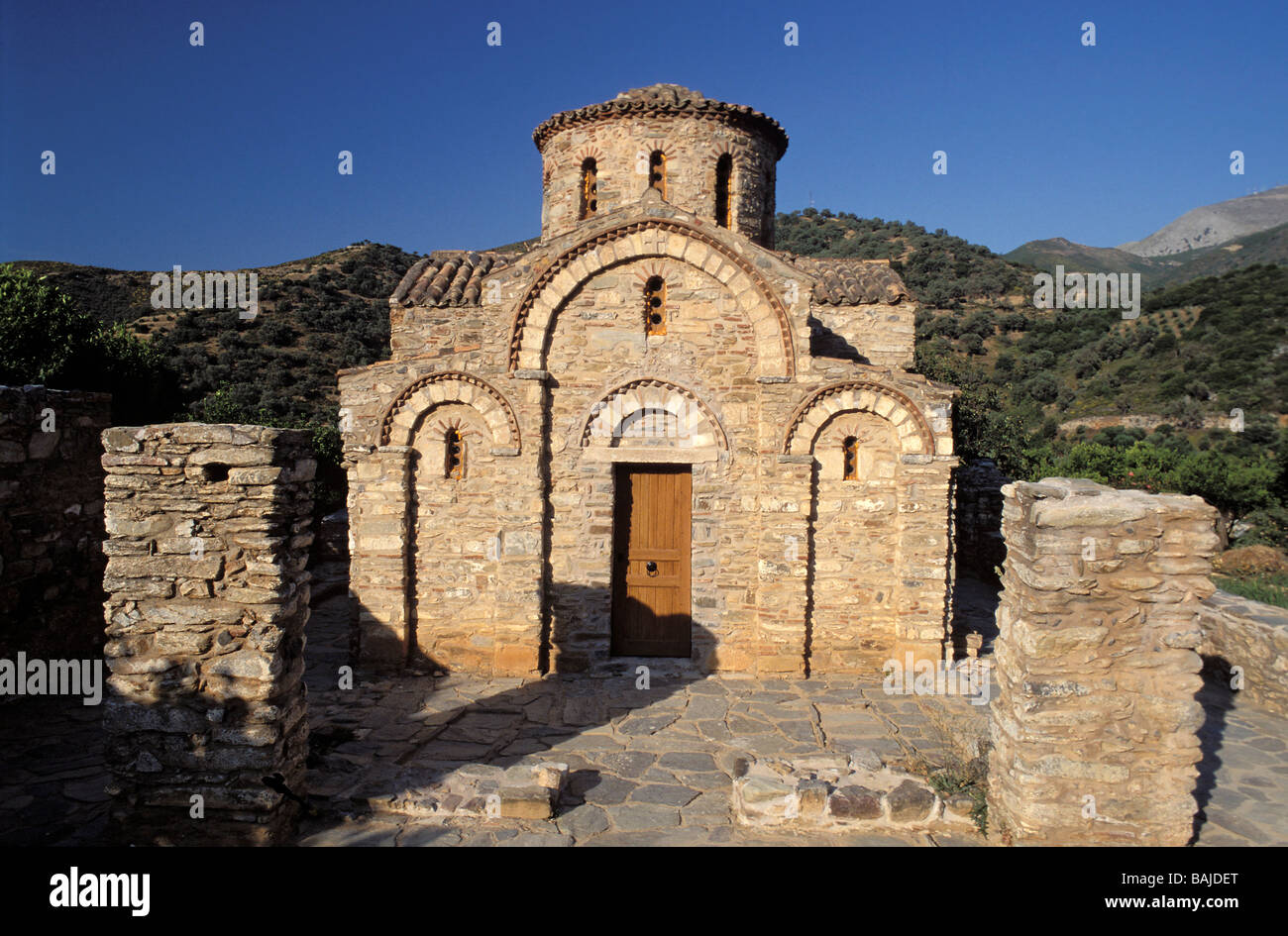 Greece, Crete, Fodele, Panagia Chapel with Byzantine style Stock Photo ...