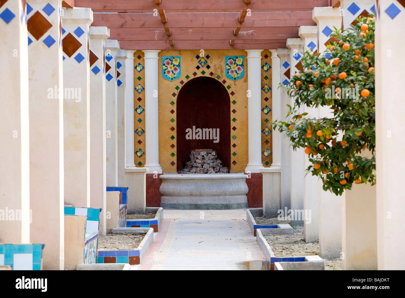 France, Alpes Maritimes, Menton, Villa Ibanez garden, Fontana Rosa ...
