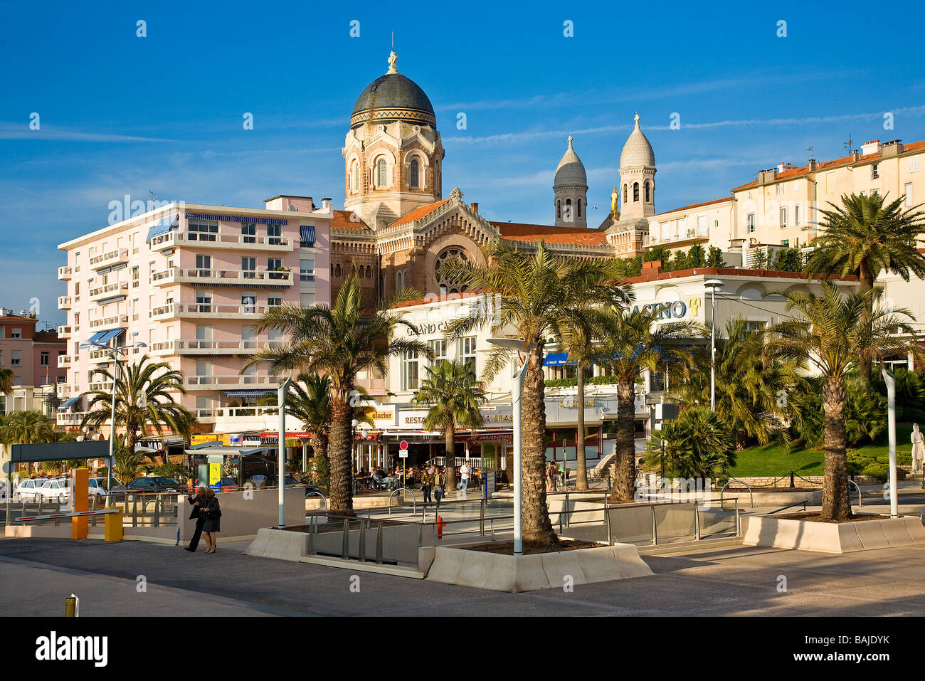 France, Var, Saint Raphael, the downtown and Notre Dame de la Victoire ...
