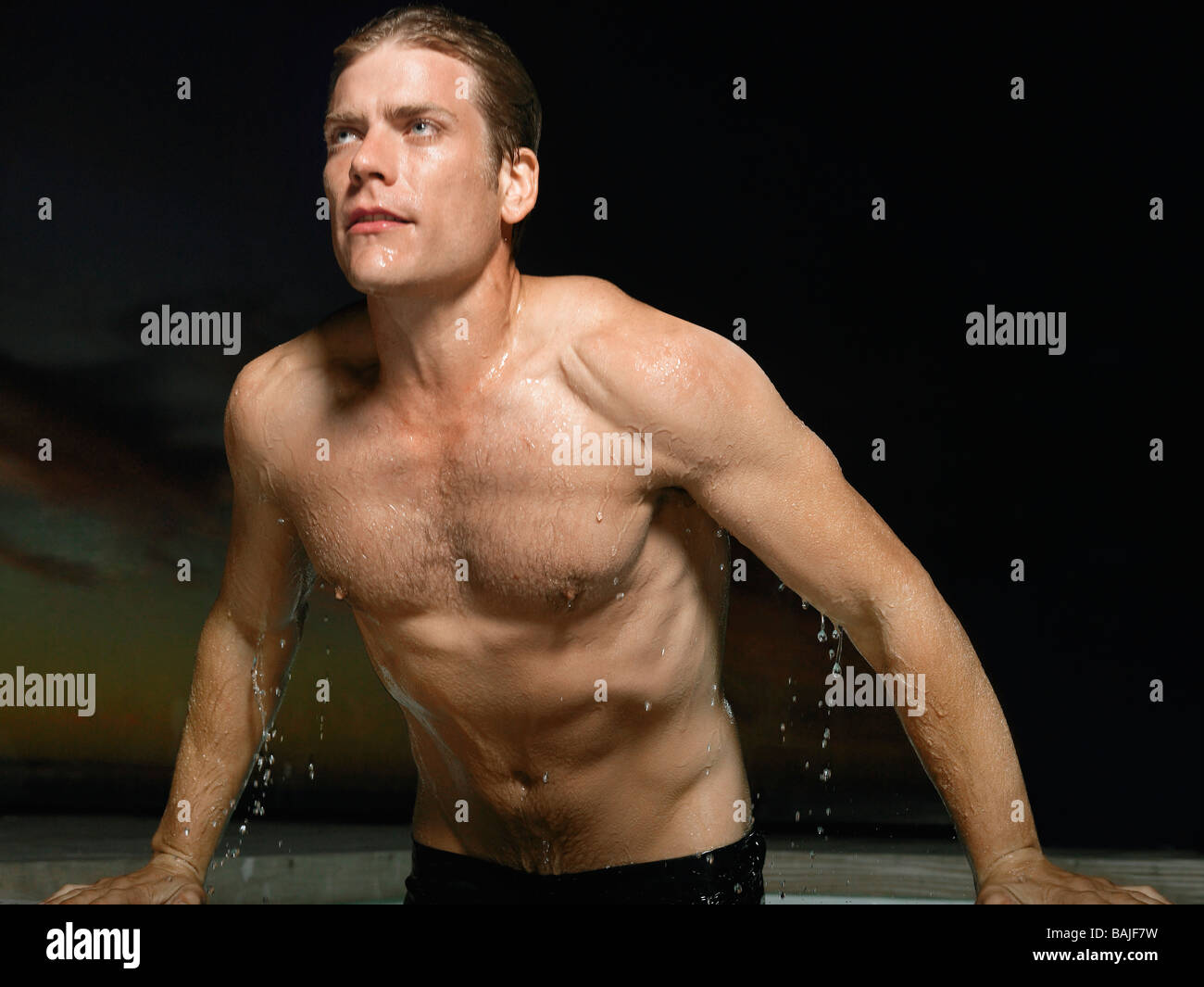 Man emerging from water outdoors Stock Photo - Alamy
