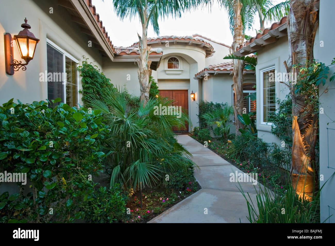 Modern house exterior with path Stock Photo - Alamy