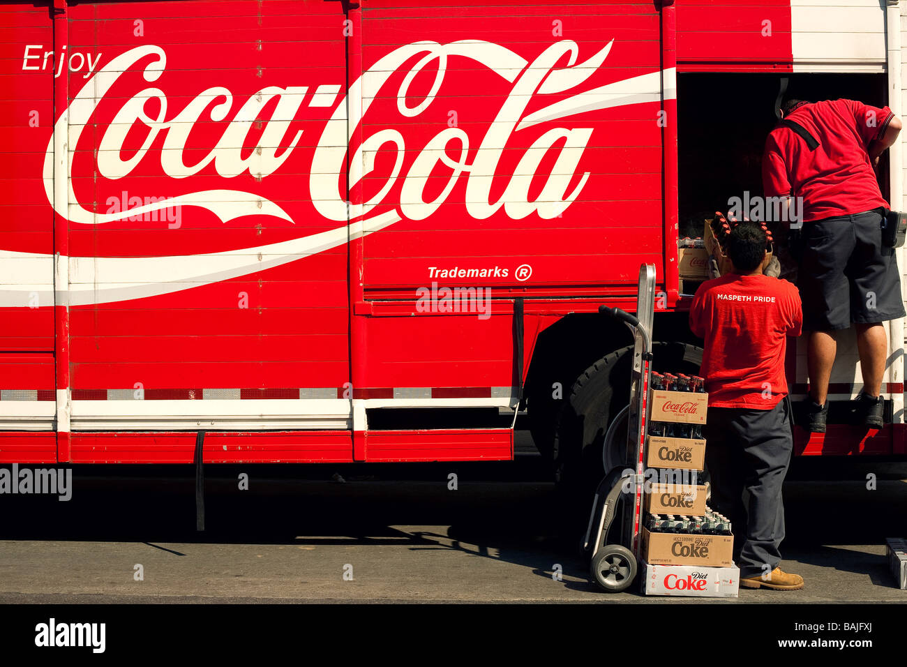 United States, New York City, Manhattan, delivery of Coca Cola Stock ...