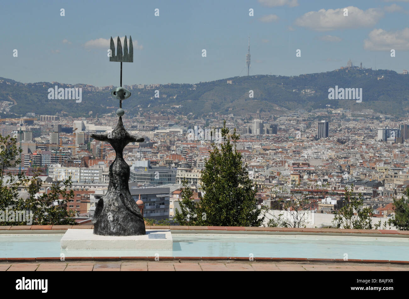 Miro sculpture and landscape Barcelona Spain Stock Photo - Alamy
