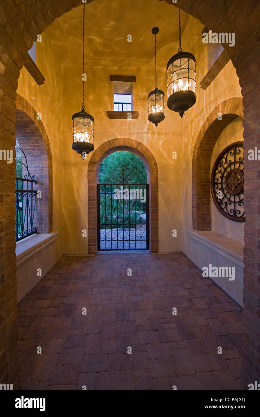 Arch hallway of modern home Stock Photo - Alamy