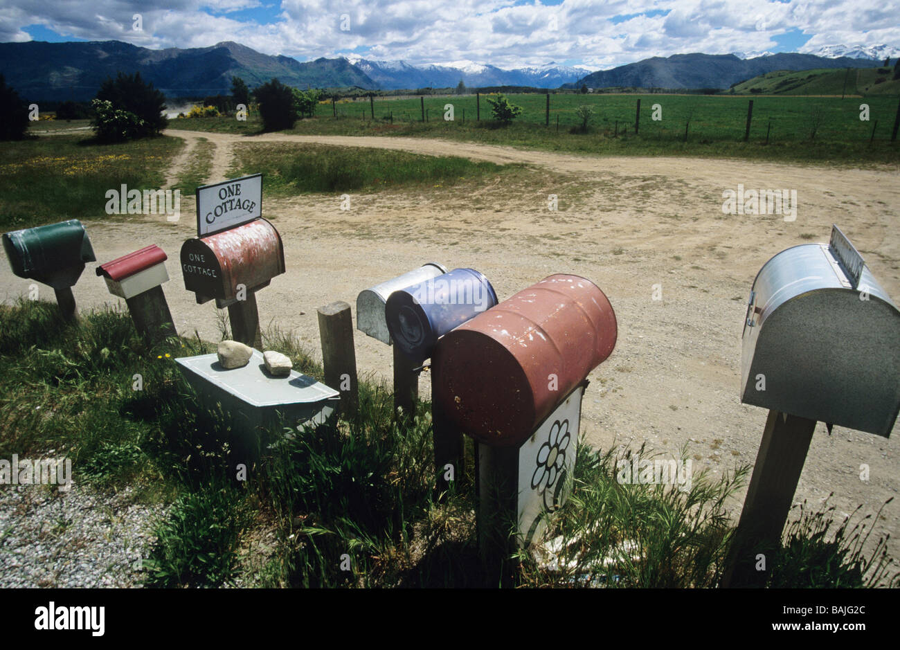 Row of mailboxes in non-urban setting Stock Photo - Alamy