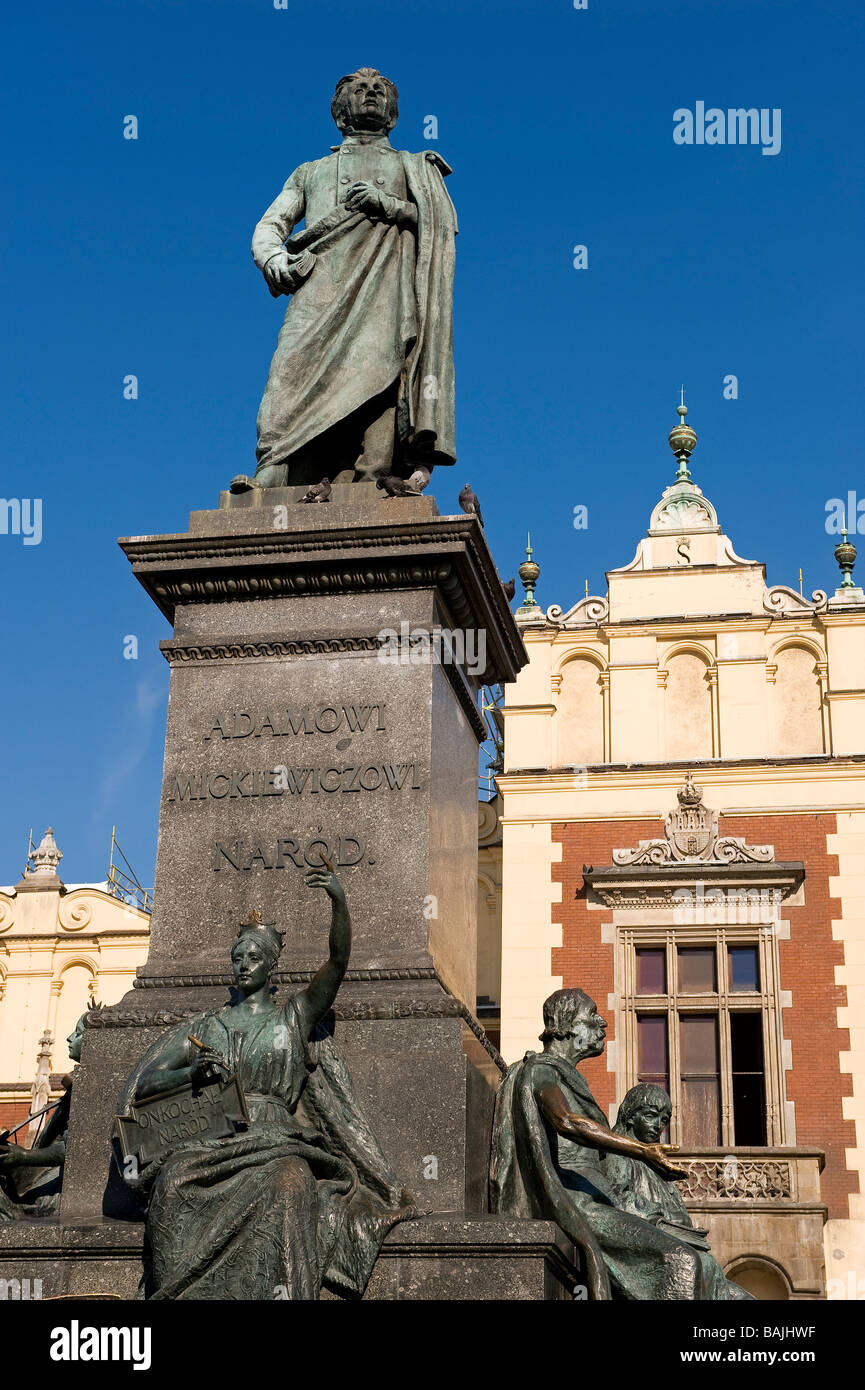Poland, Lesser Poland region, Krakow, the statue of Adam Mickiewicz on ...