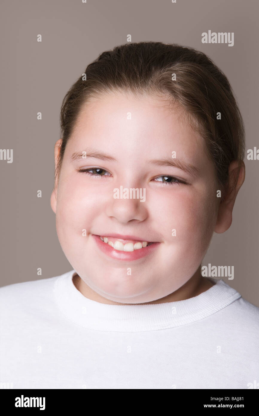 Overweight girl, smiling Stock Photo - Alamy