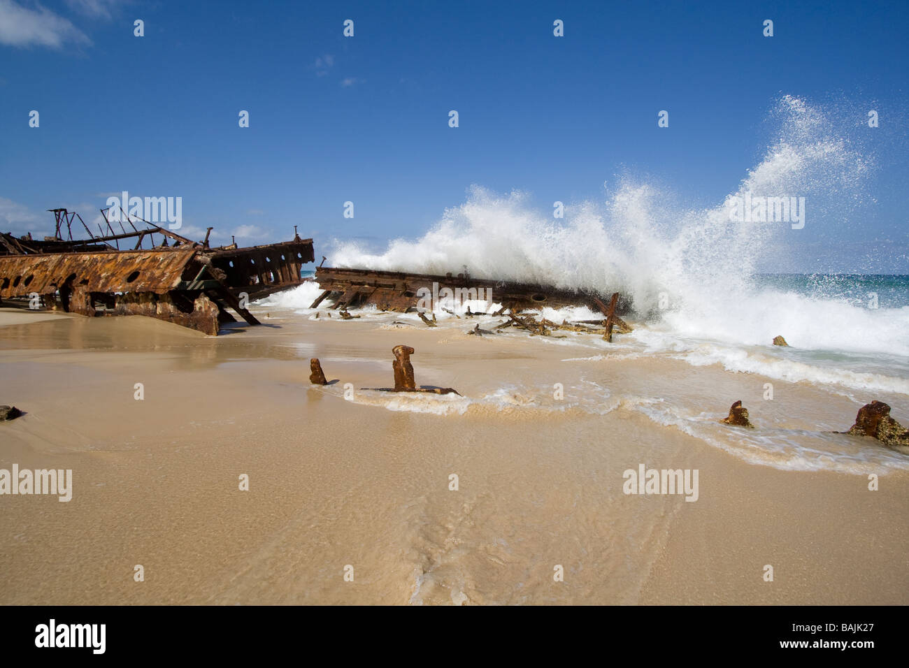 S.S. Maheno shipwreck on Fraser Island, Queensland, Australia Stock ...