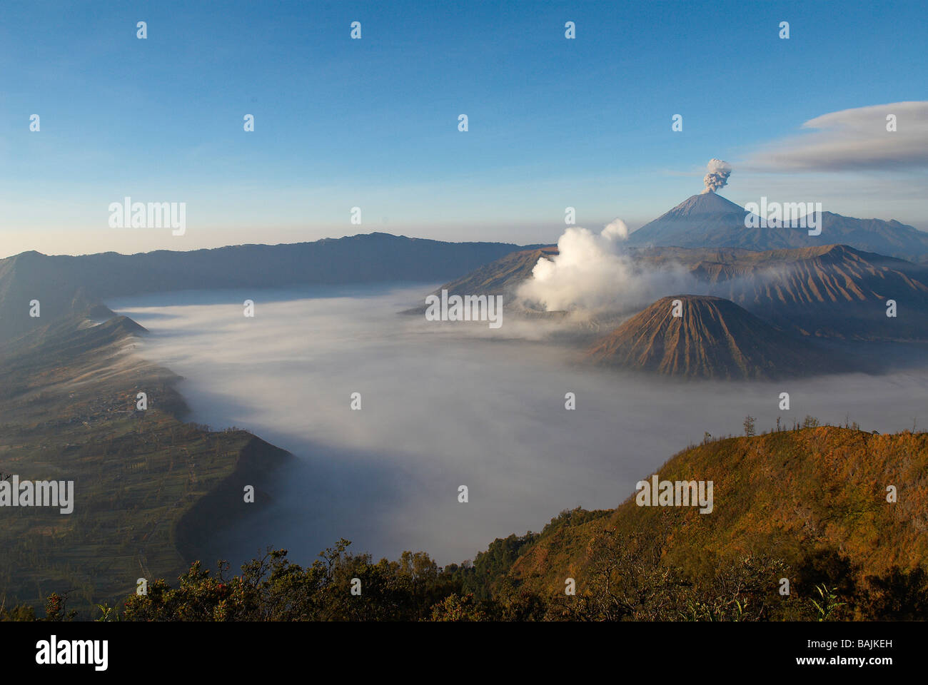 Indonesia, Java island, Bromo (2392m) and Semeru (3676m) volcanoes ...