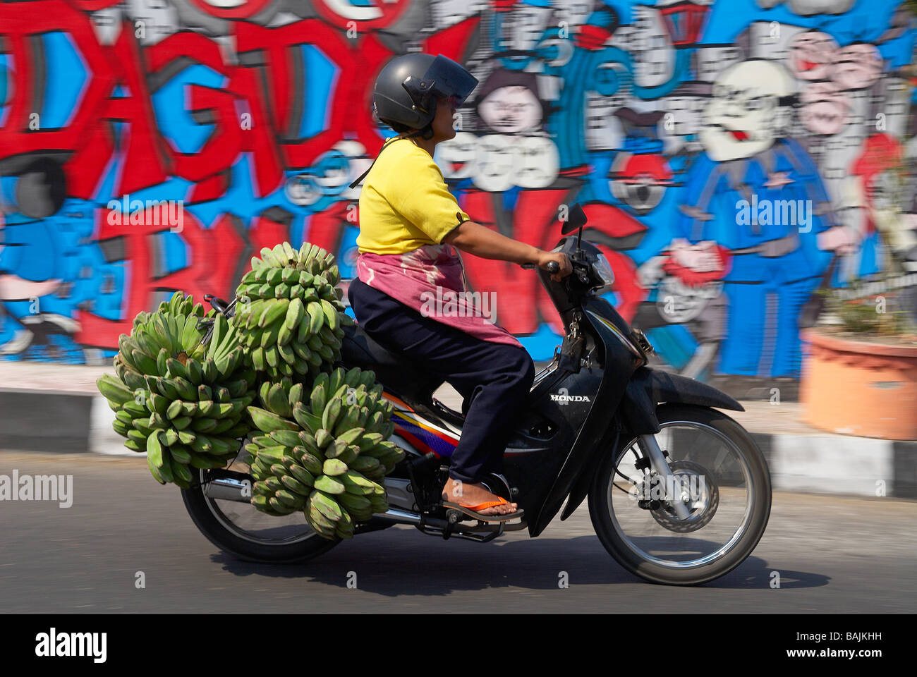Indonesia, Java island, Central Java island, Yogyakarta, Banana on bike ...