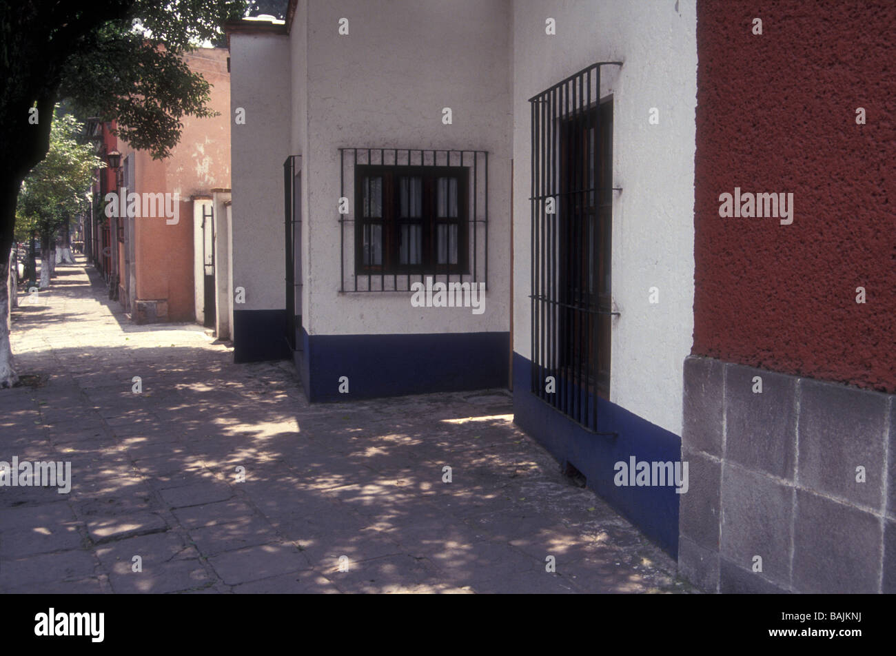 Colorful houses on a residential street in the Spanish colonial suburb ...