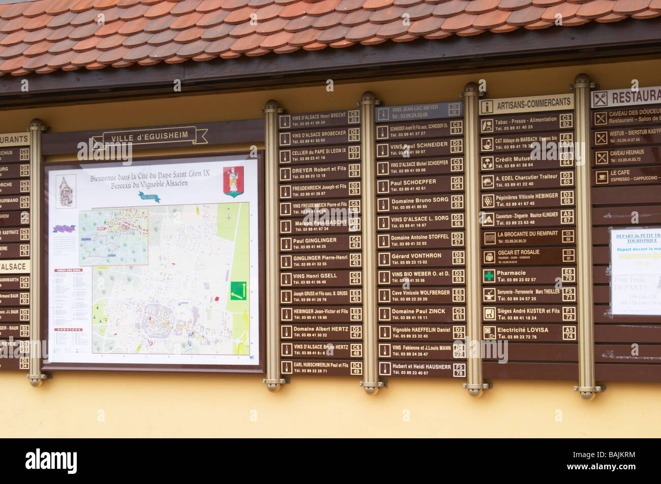 signboard with wineries eguisheim alsace france Stock Photo - Alamy