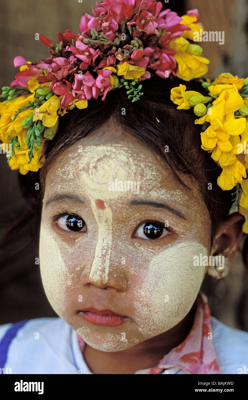 Myanmar (Burma), Mandalay Division, Bagan, portrait of a little Burmese ...