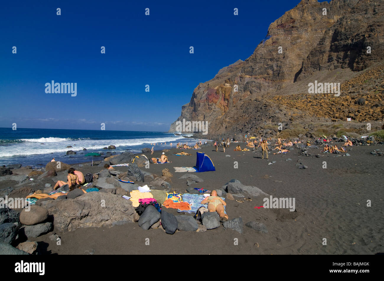 The volcanic sand beach of Valle Gran Rey La Gomera Canary Islands ...