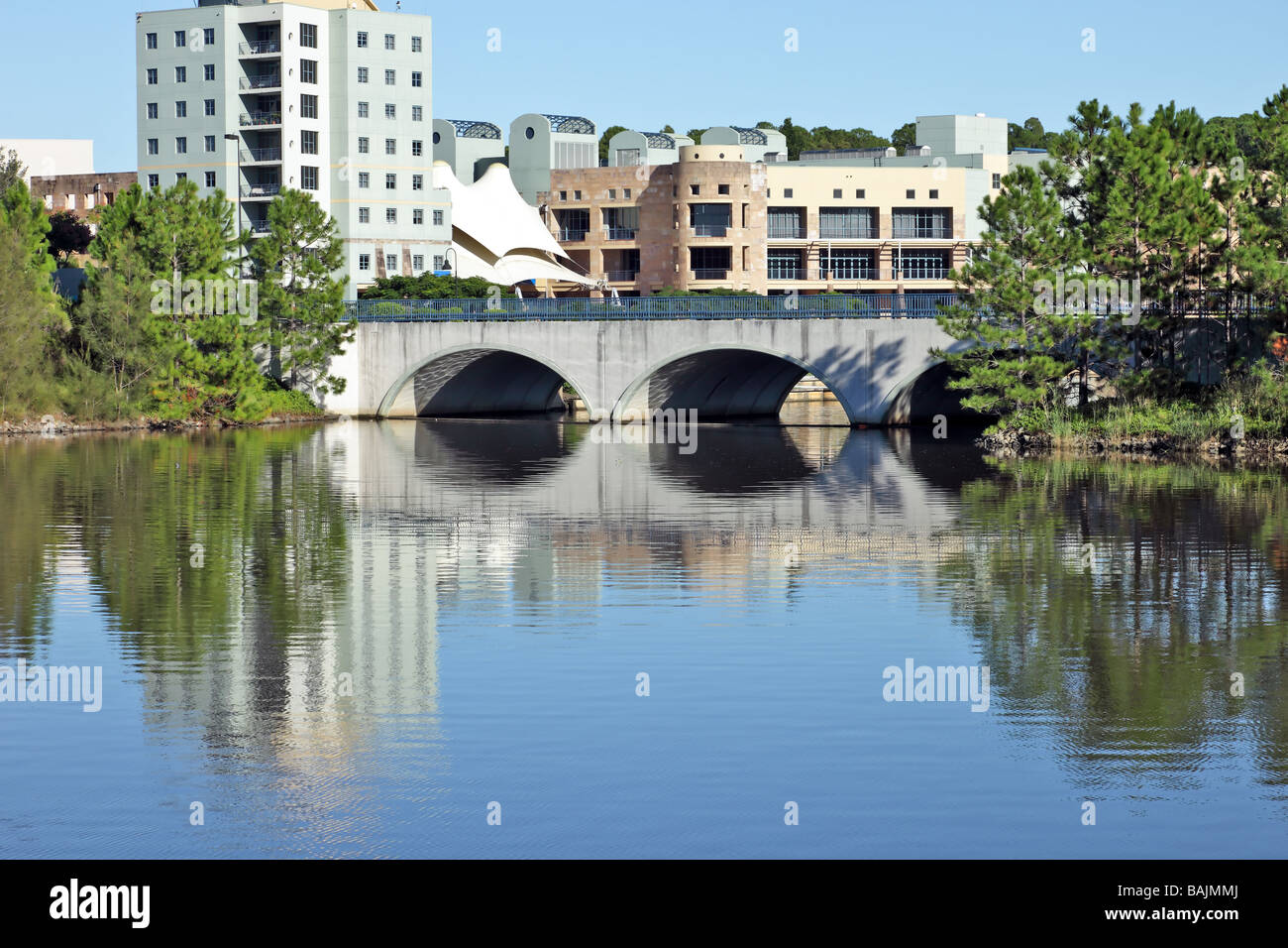 Road bridge over a lake Stock Photo - Alamy