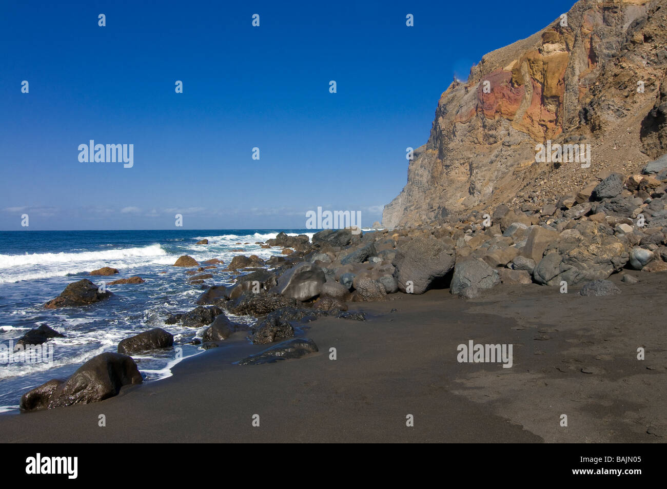 The volcanic sand beach of Valle Gran Rey La Gomera Canary Islands ...