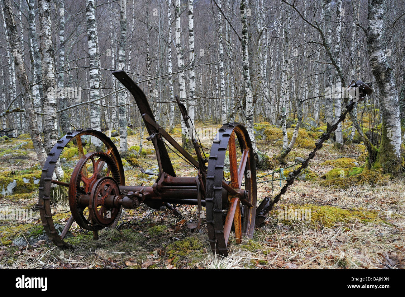 old hay cutting machine Stock Photo - Alamy