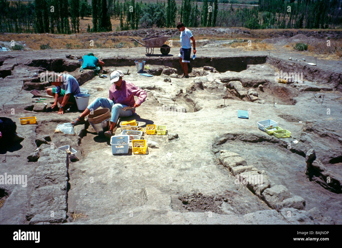 Archaeologists at the early Neolithic archaeological site of Catalhoyuk ...