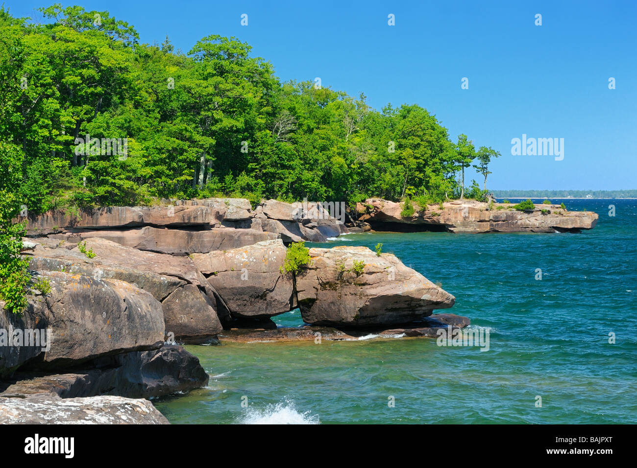 The shoreline of Big Bay State Park on Madeline Island, Apostle Islands ...