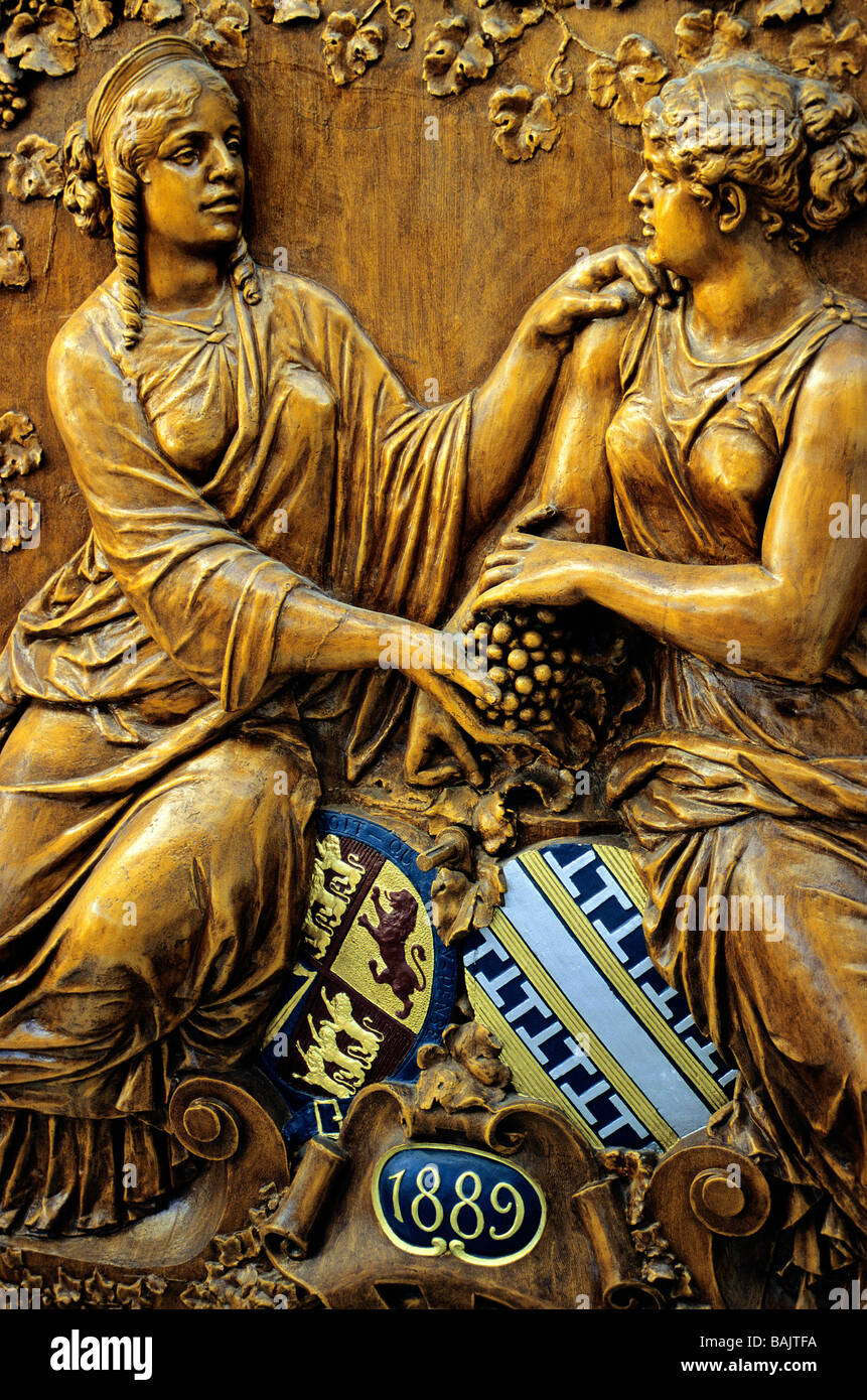 France, Marne, Epernay, detail of foudre geant (very large tun) of the ...