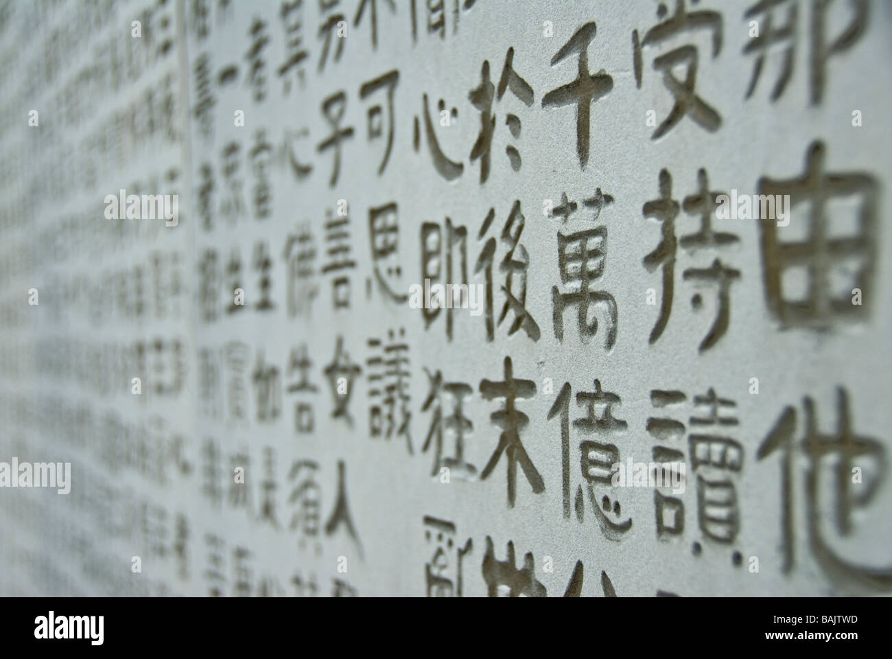 Chinese inscriptions in one of the walls of the Wenshu Temple, Chengdu ...