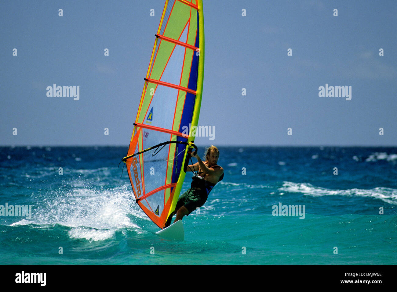 Spain, Canary Islands, Fuerteventura Island, Del Castillo Beach is well ...