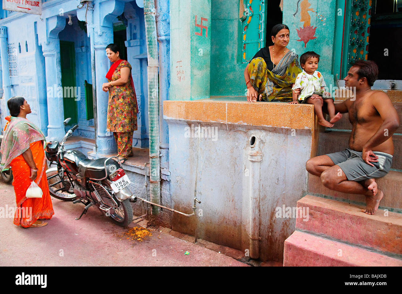 India, Rajasthan State, Jodhpur, the blue city, street life Stock Photo ...
