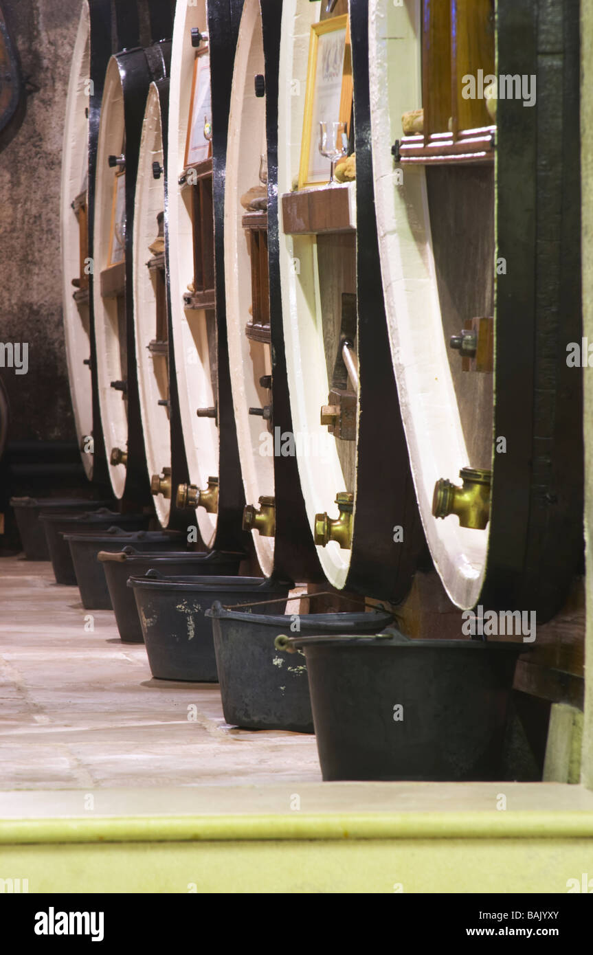 wooden vats domaine fussiacus macon burgundy france Stock Photo - Alamy