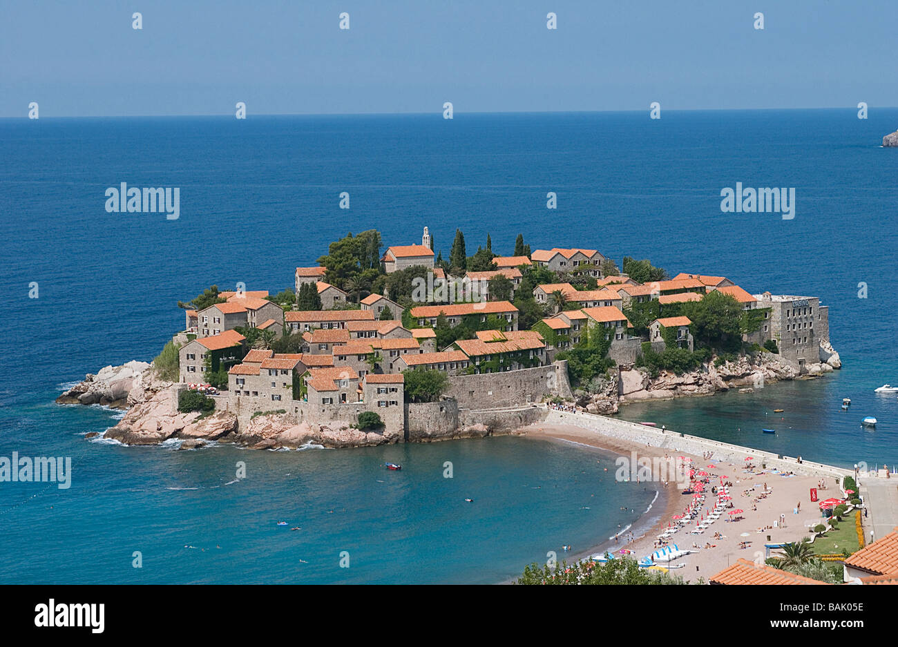 Montenegro, Adriatic Coast, Budva Bay, Sveti Stefan Peninsula, the ...