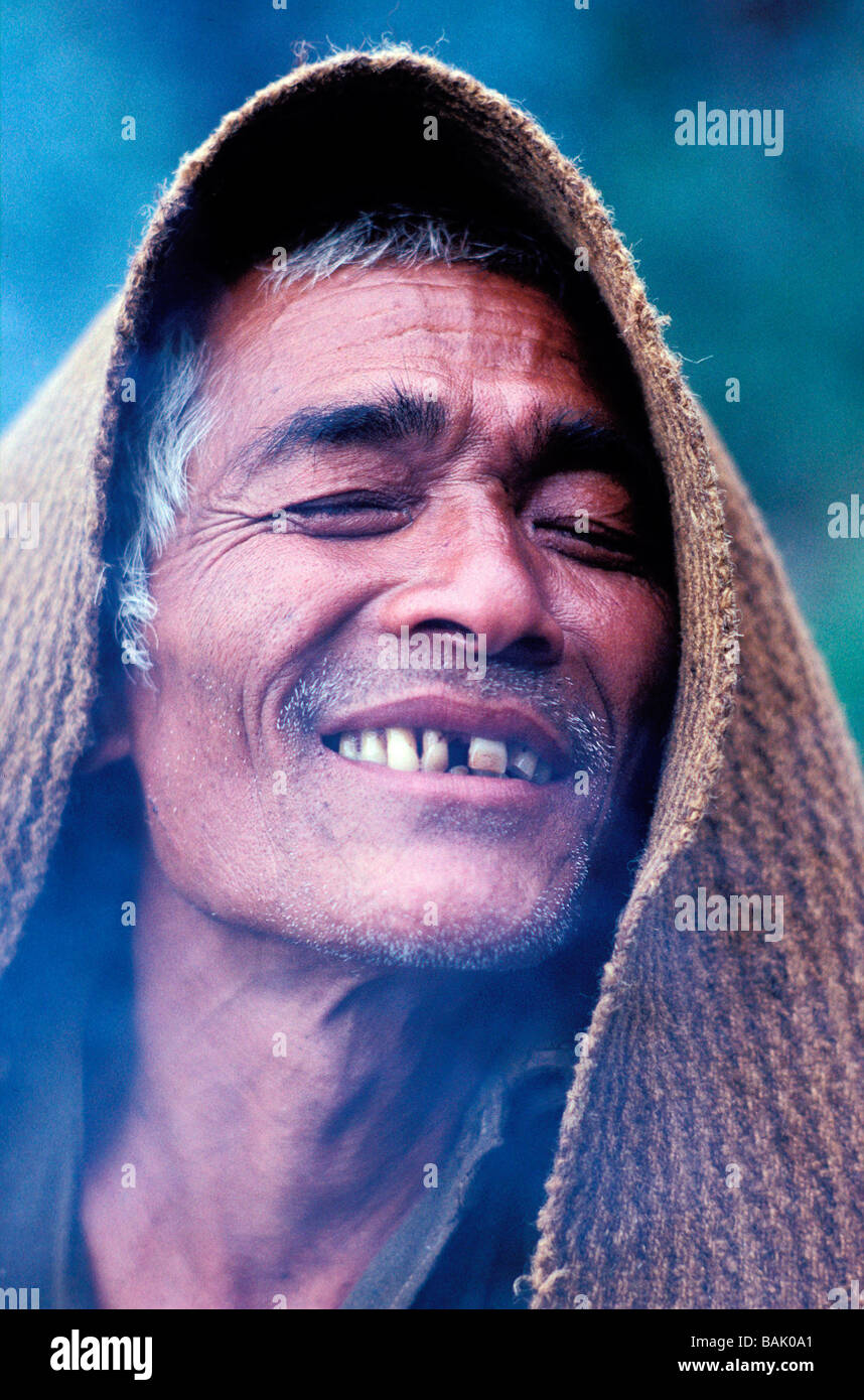 Nepal, Central Nepal, portrait of a man of Gurung ethnic group during ...