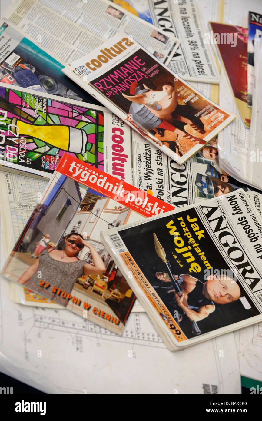 Polish magazines and newspapers in the rest room of a British factory ...