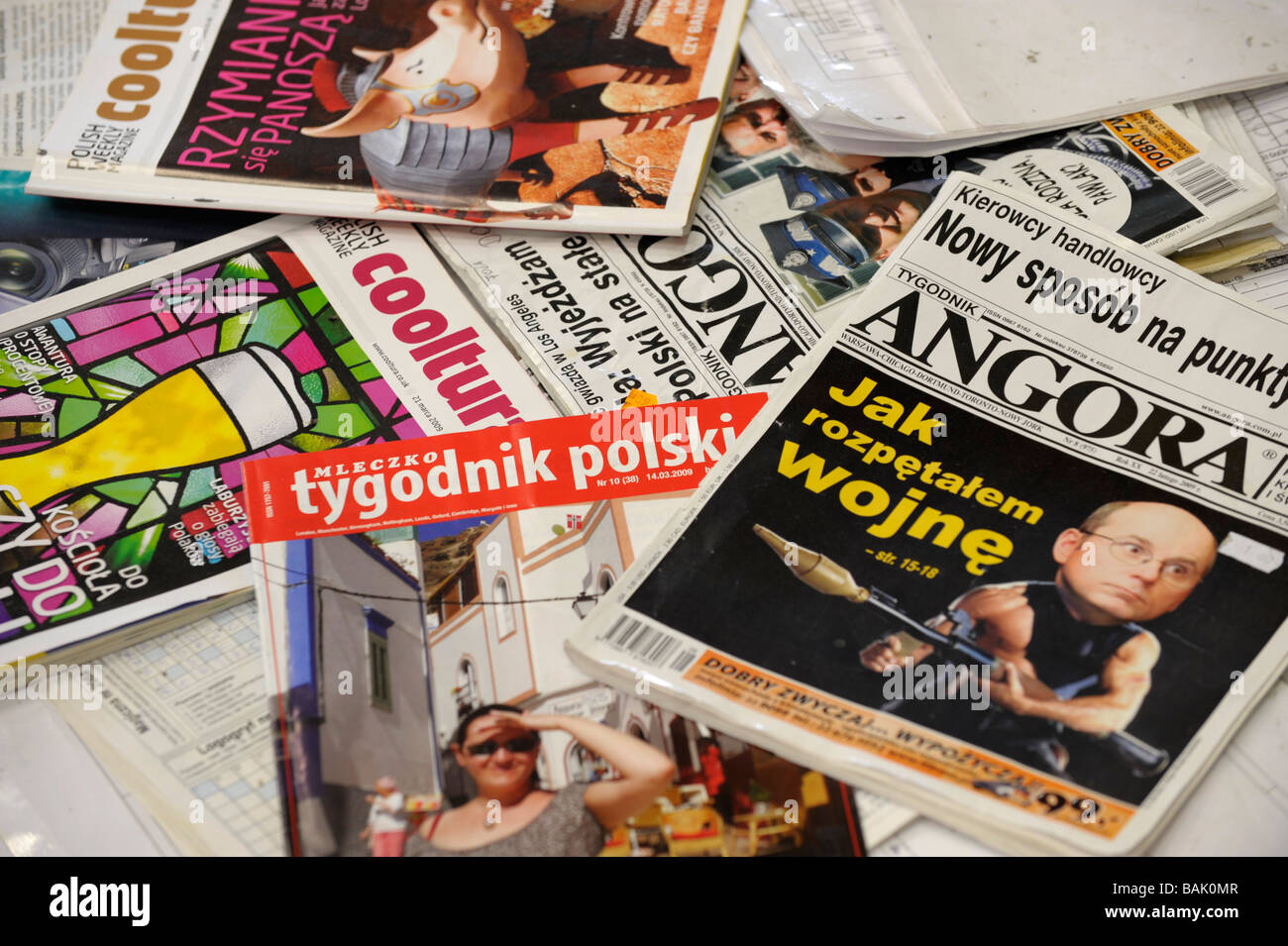 Polish magazines and newspapers in the rest room of a British factory ...