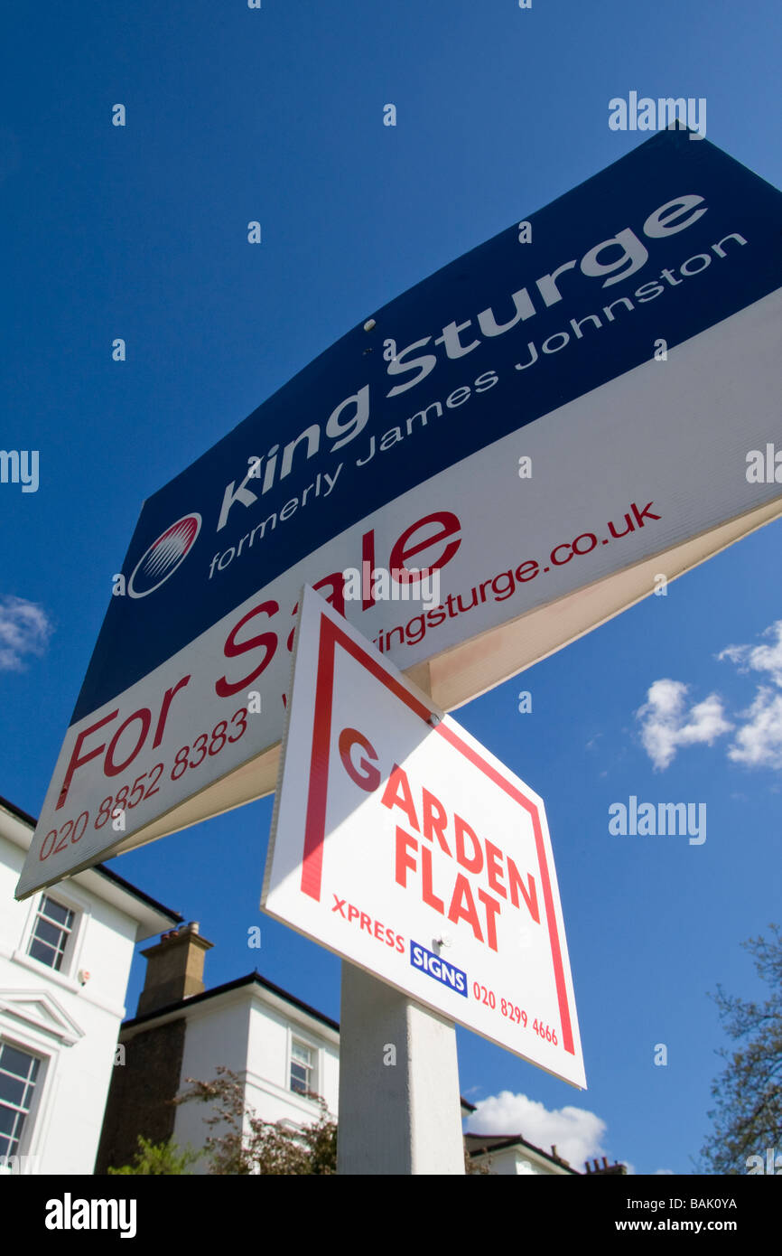 For Sale Sign Garden Flat King Sturge UK Stock Photo - Alamy