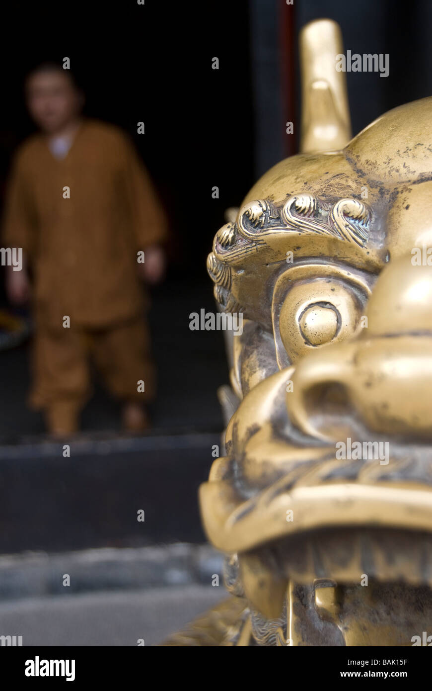 Traditional Chinese Dragon with Buddhist monk on the background, Wenshu ...