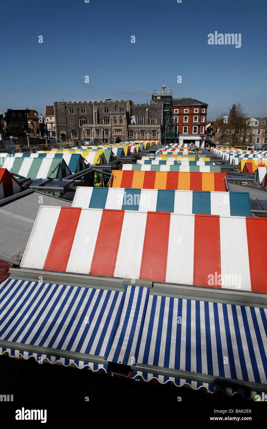 Colourful rooftops of Norwich market, Norfolk, England Stock Photo - Alamy