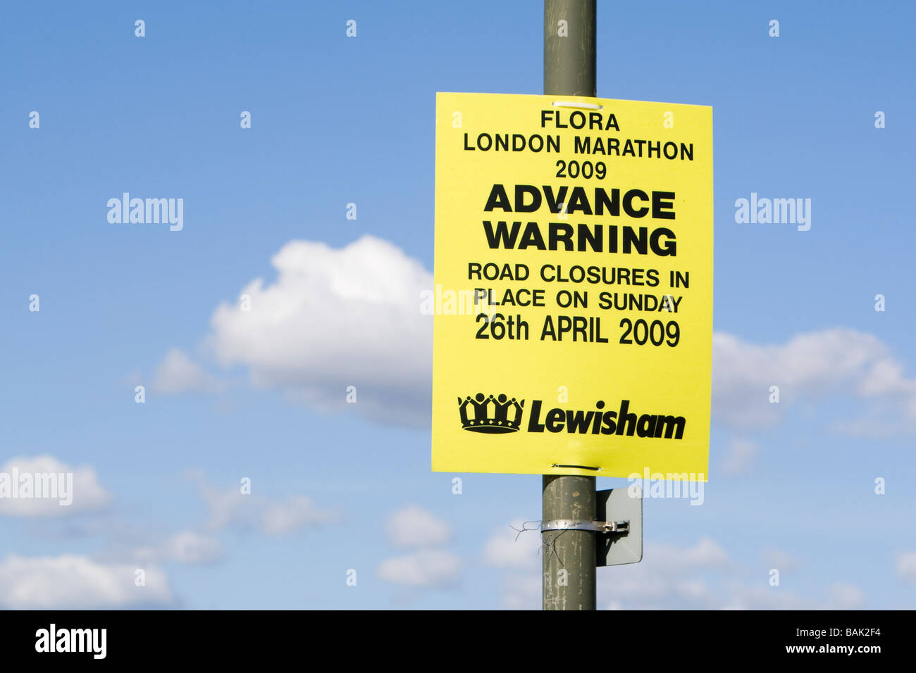 Advanced Warning of Road Closure London Marathon Blackheath London UK ...