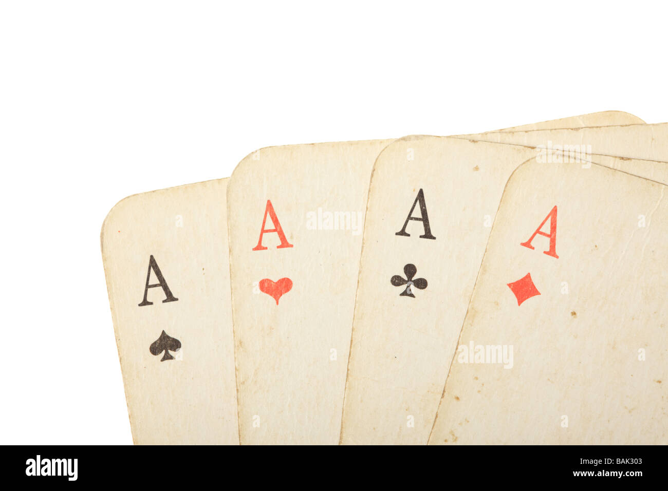 Four old cards aces close up Stock Photo - Alamy