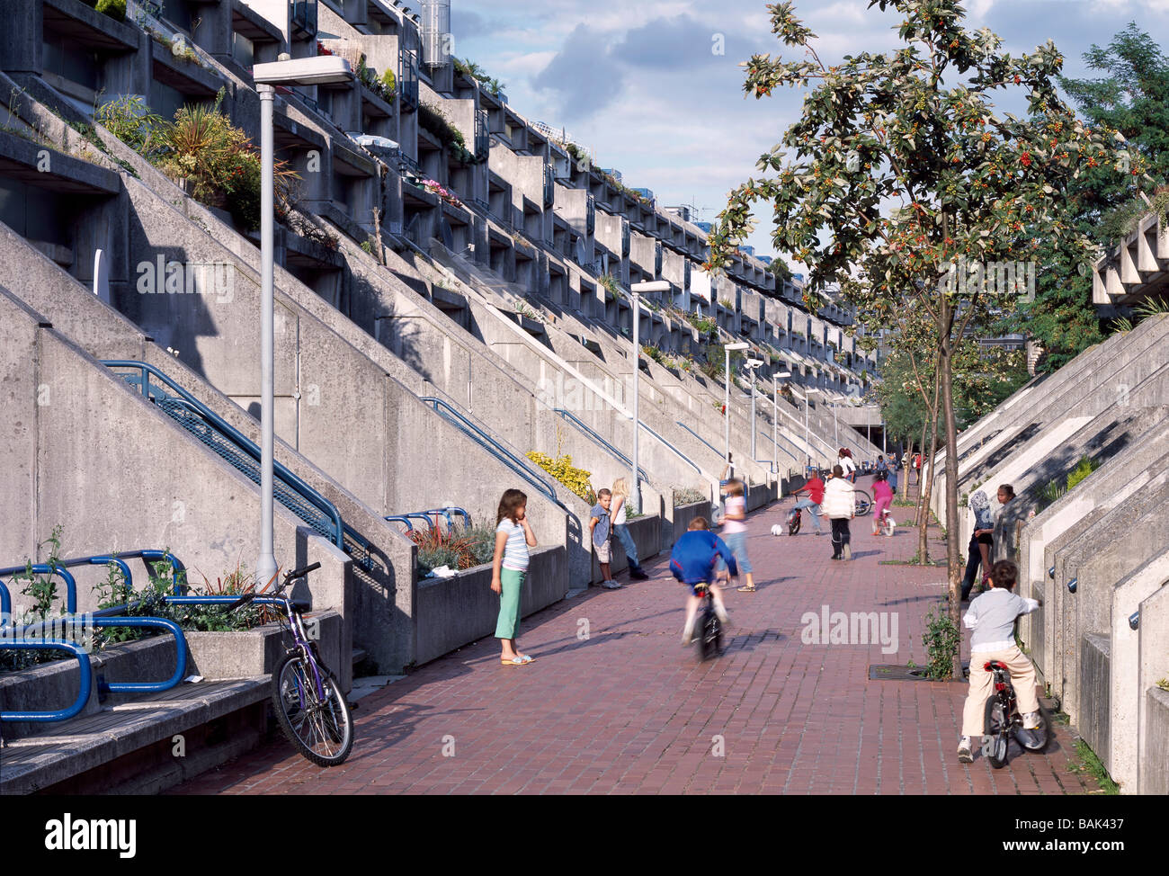 alexandra road public housing scheme day, view along rowley way, east ...
