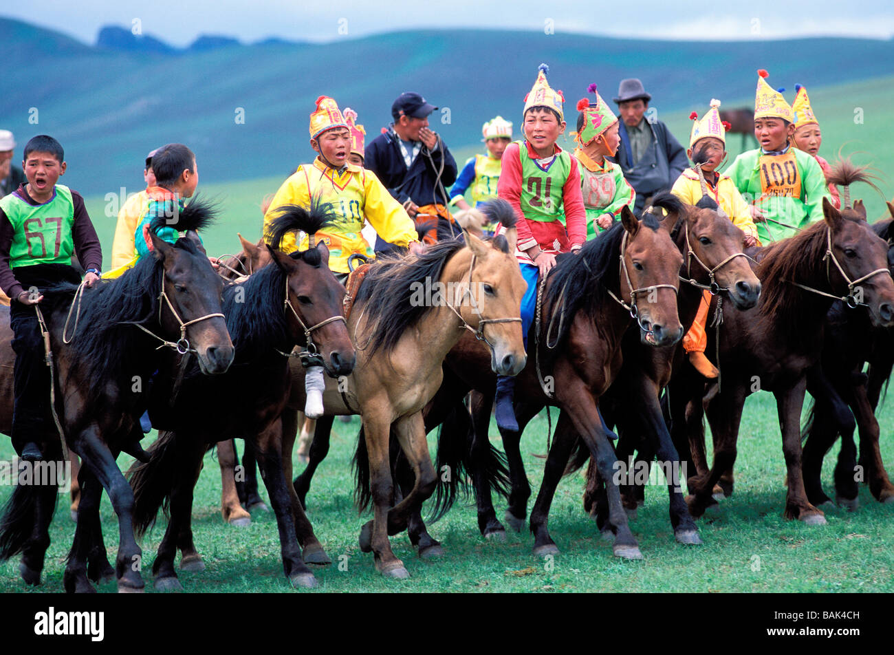 Mongolia, Arkhangai province, Naadam festival, horse racing Stock Photo ...