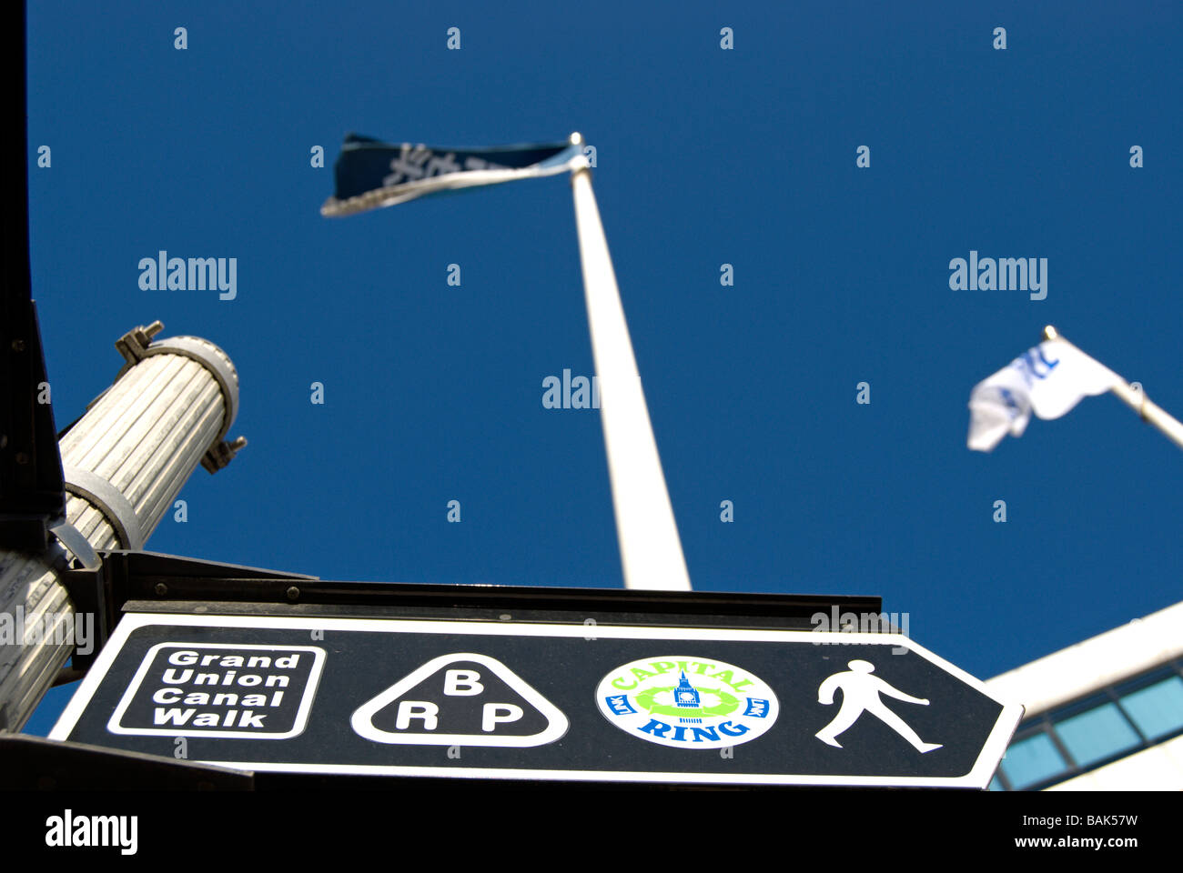 right pointing grand union canal walk sign, capital ring sign, brent ...