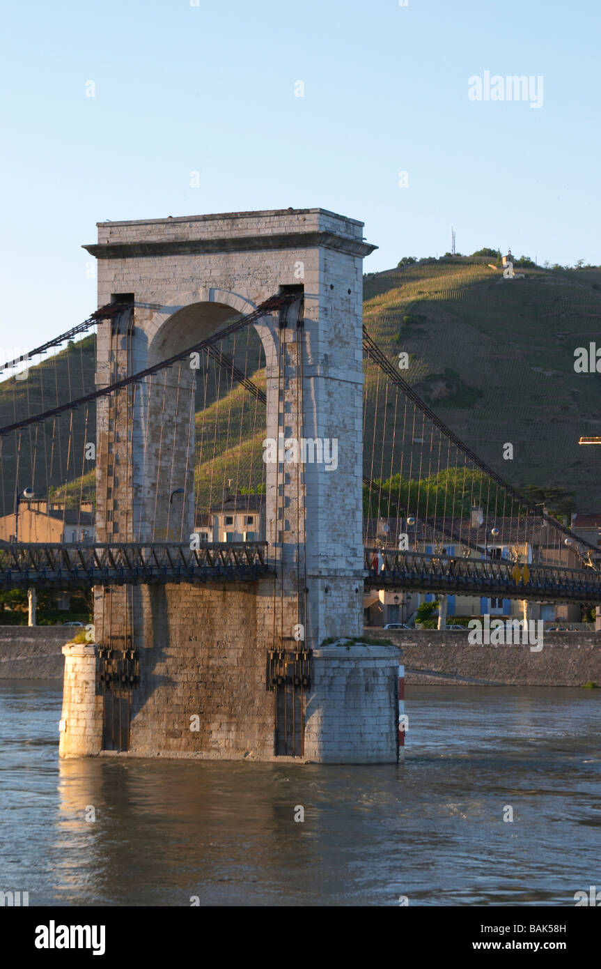 Passerelle Marc seguin, cable bridge hermitage rhone france Stock Photo ...