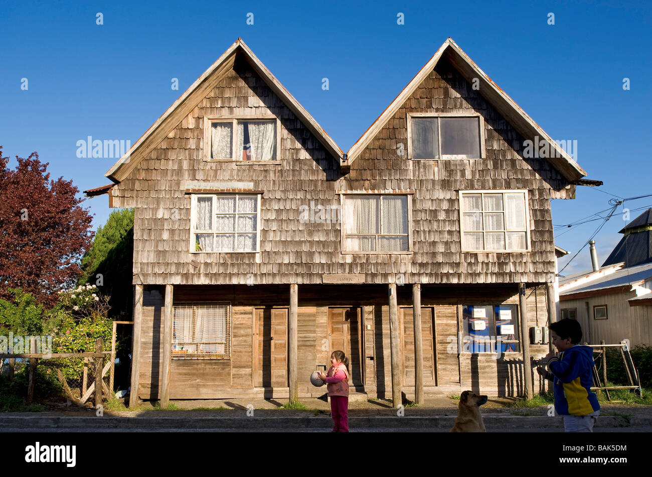 Chile, Los Lagos Region, Chiloé Island, Quemchi, native town of chilean ...