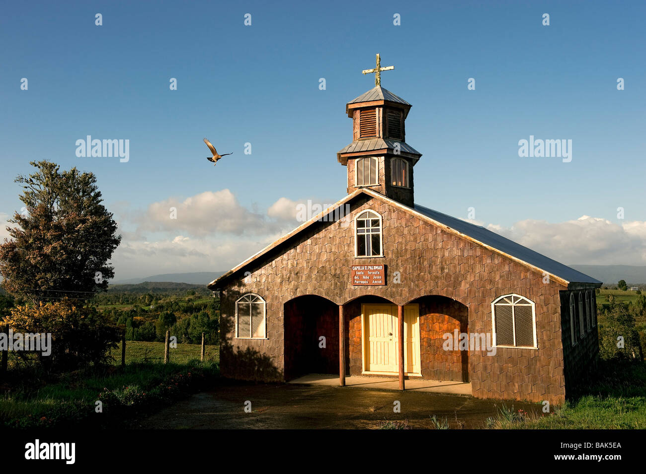 Chile, Los Lagos Region, Chiloé Island, Palomar, wooden church Stock ...